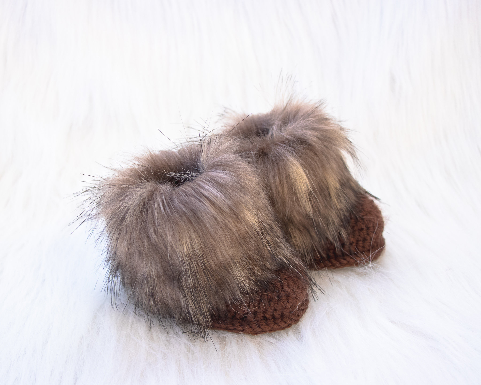 Brown Baby Booties Fur baby booties Crochet baby booties | Etsy