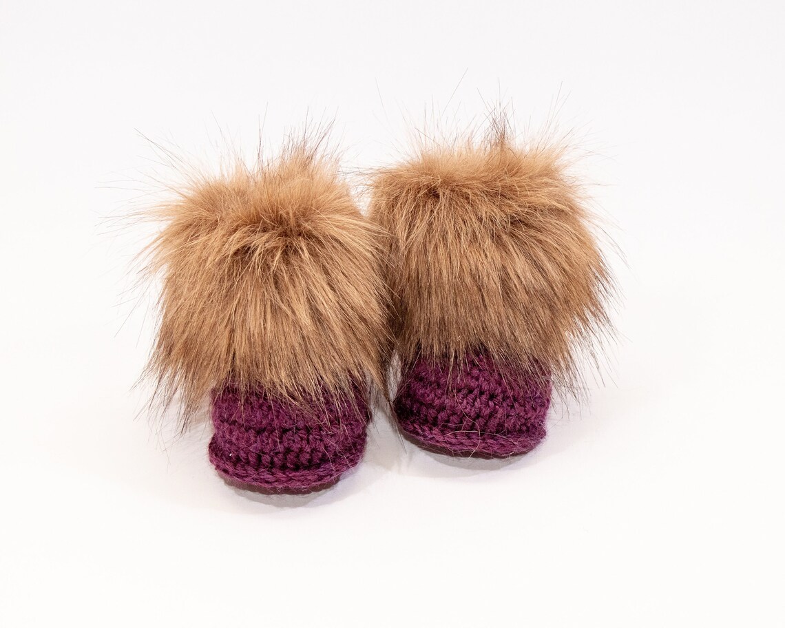 Grape Purple Baby Booties Fur Booties Baby Girl Booties - Etsy