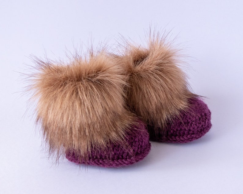 Grape Purple Baby Booties Fur Booties Baby Girl Booties - Etsy