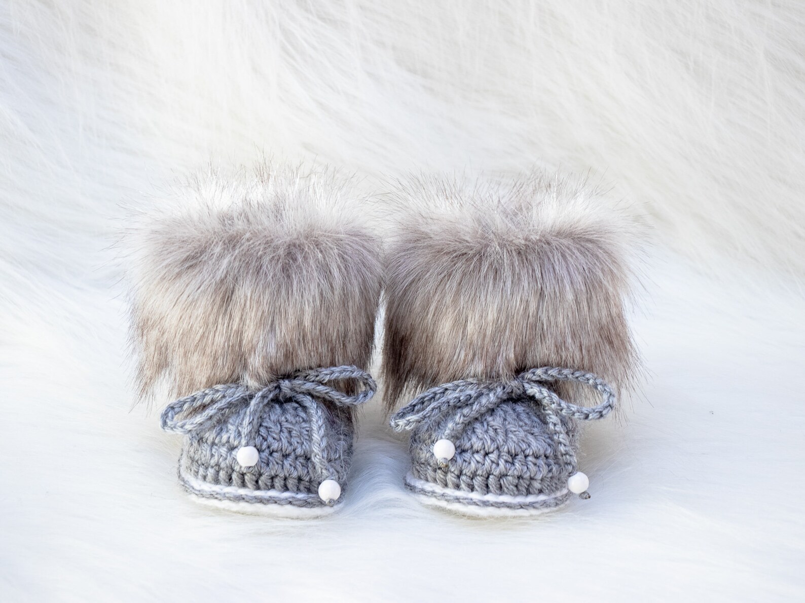 Gray Baby Booties Preemie Booties Baby Boy Booties Fur Baby | Etsy