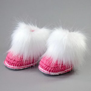 Raspberry Pink Baby Girl Faux Fur Booties, Baby Girl Booties, Baby Girl ...