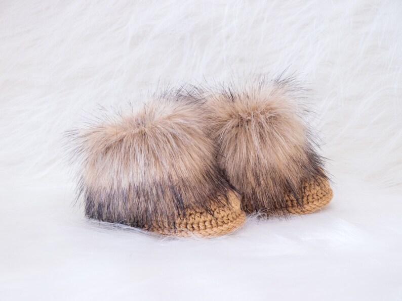 Fur Winter Booties Neutral Fur booties Baby booties Gold | Etsy