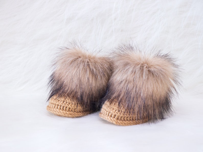 Fur Winter Booties Neutral Fur booties Baby booties Gold | Etsy