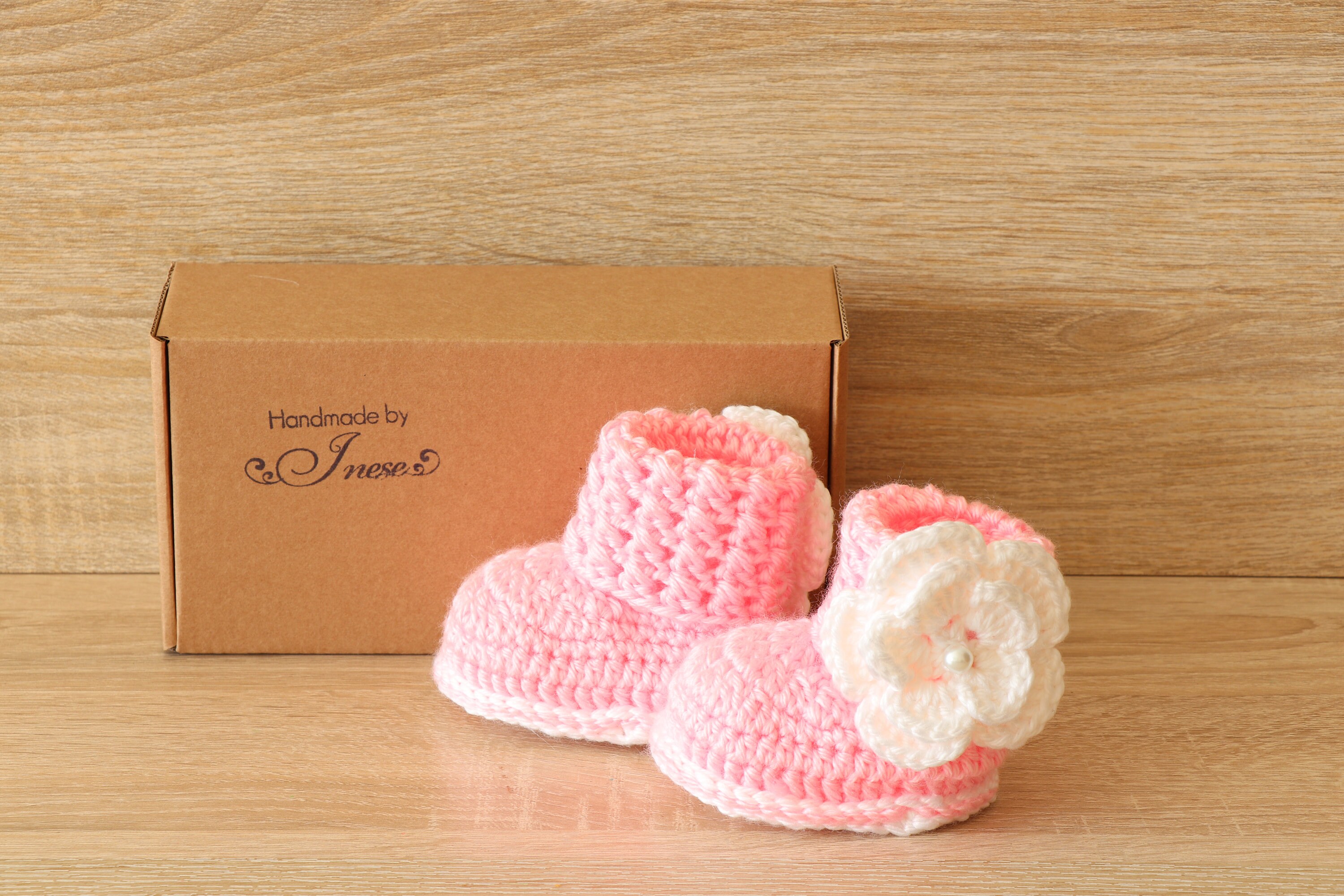 Pink Baby Flower Booties Baby Girl Booties Flower Shoes - Etsy