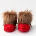 Red Baby Booties, Faux Fur Booties, Red Baby Shoes, Crochet Booties ...