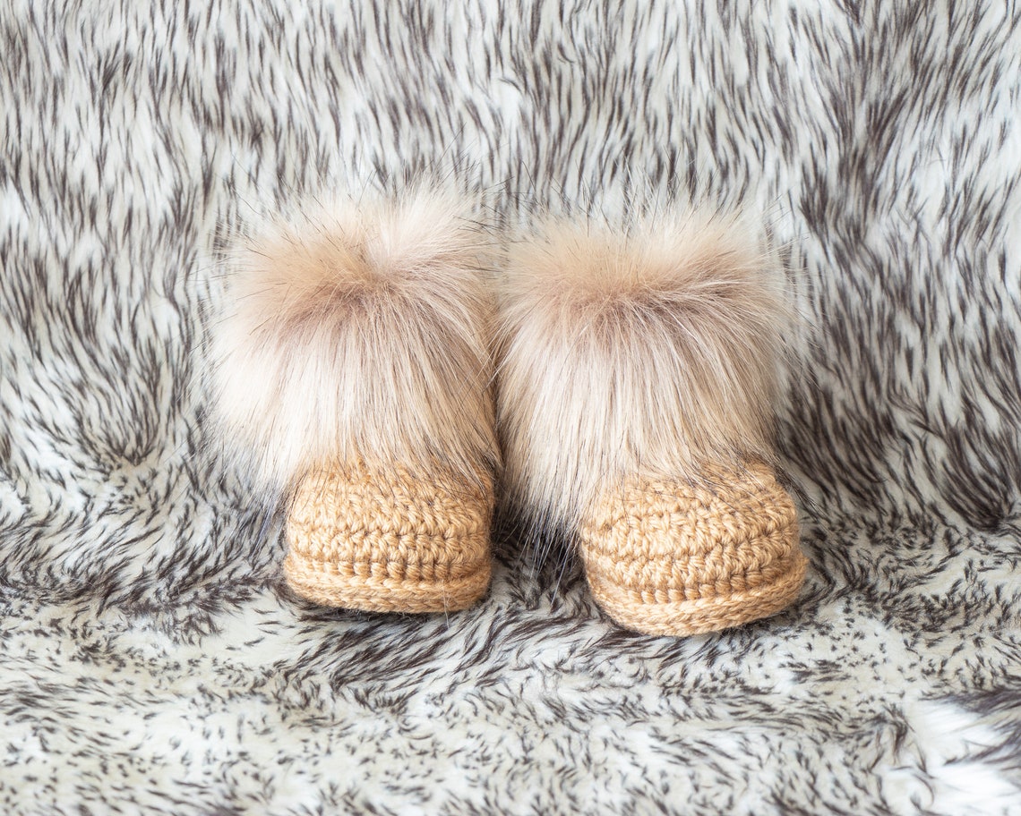 Fur Winter Booties Neutral Fur booties Baby booties Gold | Etsy