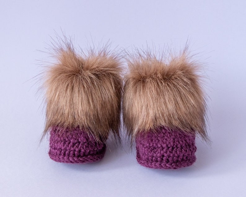 Grape Purple Baby Booties Fur Booties Baby Girl Booties - Etsy