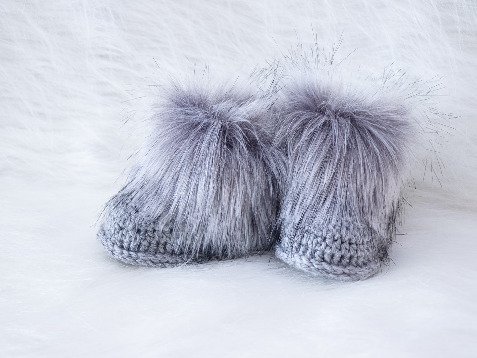 Gray Baby Boots Fur Baby Boots Crochet Baby Booties Baby | Etsy