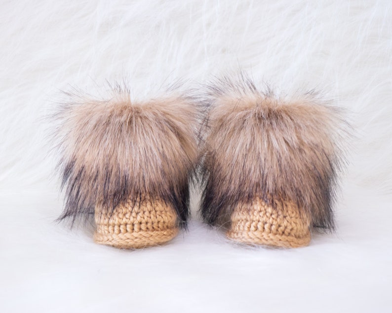 Fur Winter Booties Neutral Fur booties Baby booties Gold | Etsy