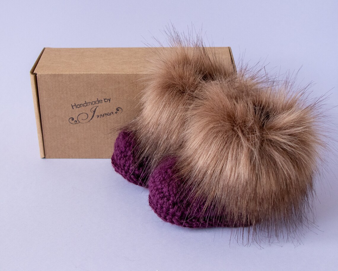 Grape Purple Baby Booties Fur Booties Baby Girl Booties - Etsy