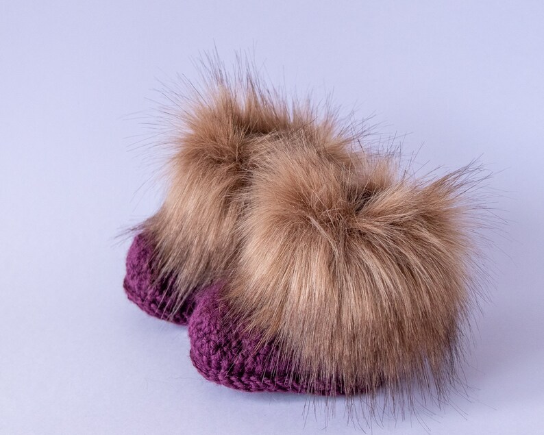 Grape Purple Baby Booties Fur Booties Baby Girl Booties - Etsy