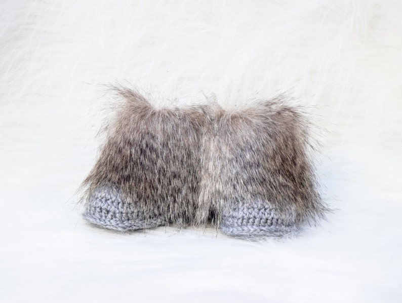 Gray booties Baby winter boots Faux Fur Baby Booties | Etsy