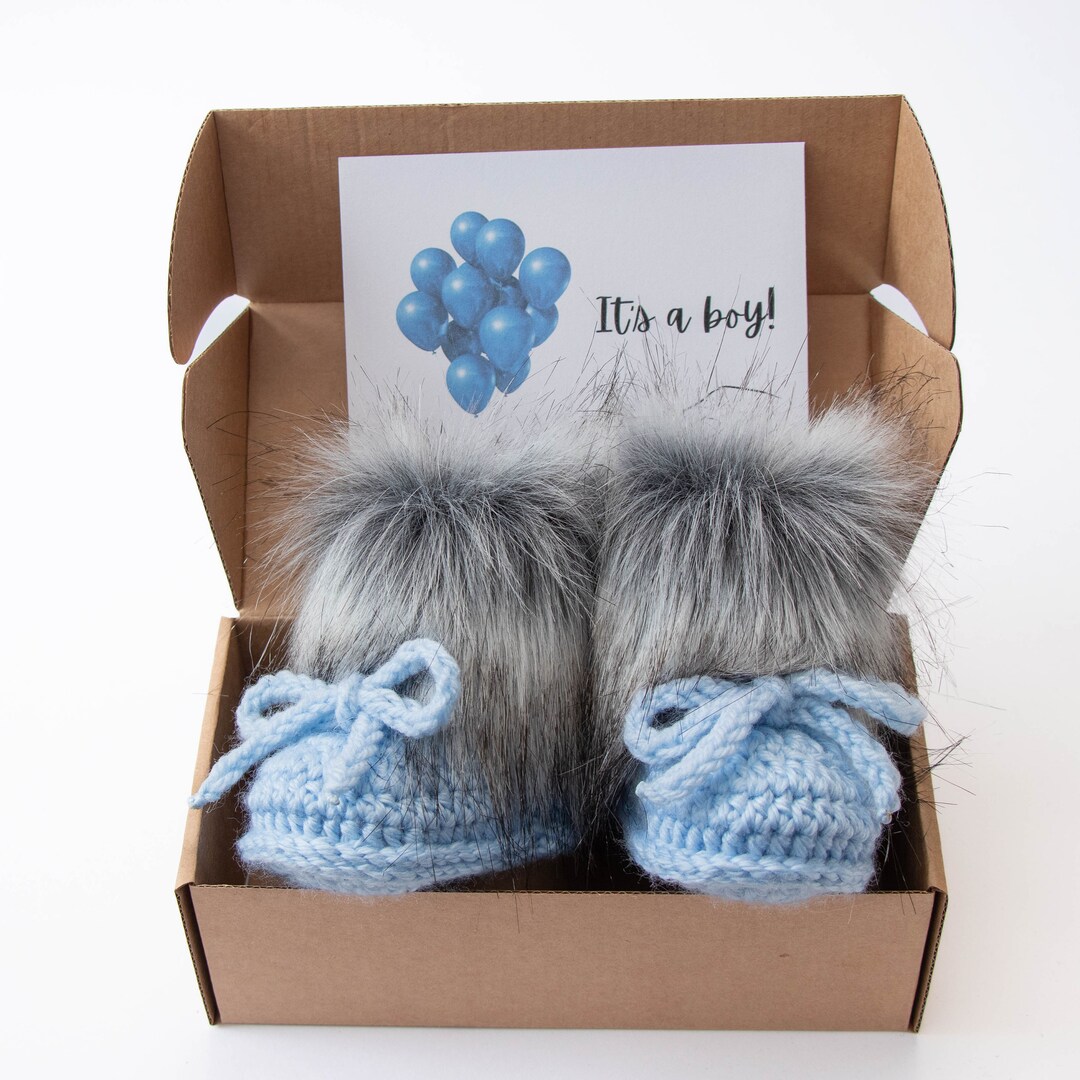 Baby Boy Booties, Crochet Booties, Gender Reveal Booties, Preemie ...