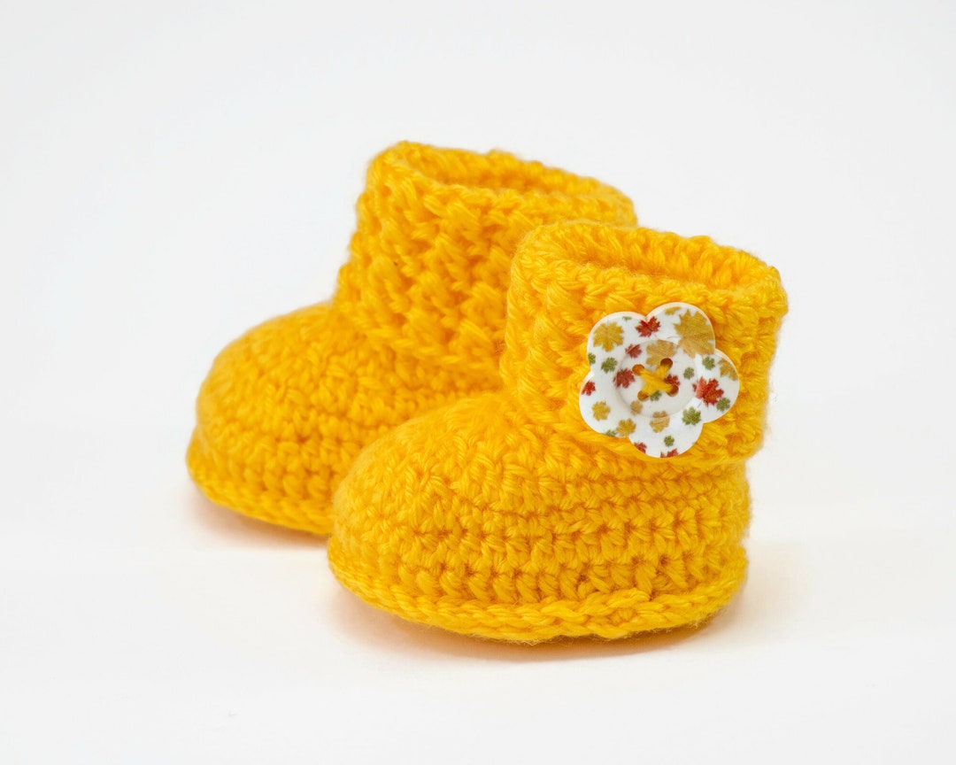 Yellow Baby Booties, Baby Booties, Crochet Booties, Gender Neutral Baby ...