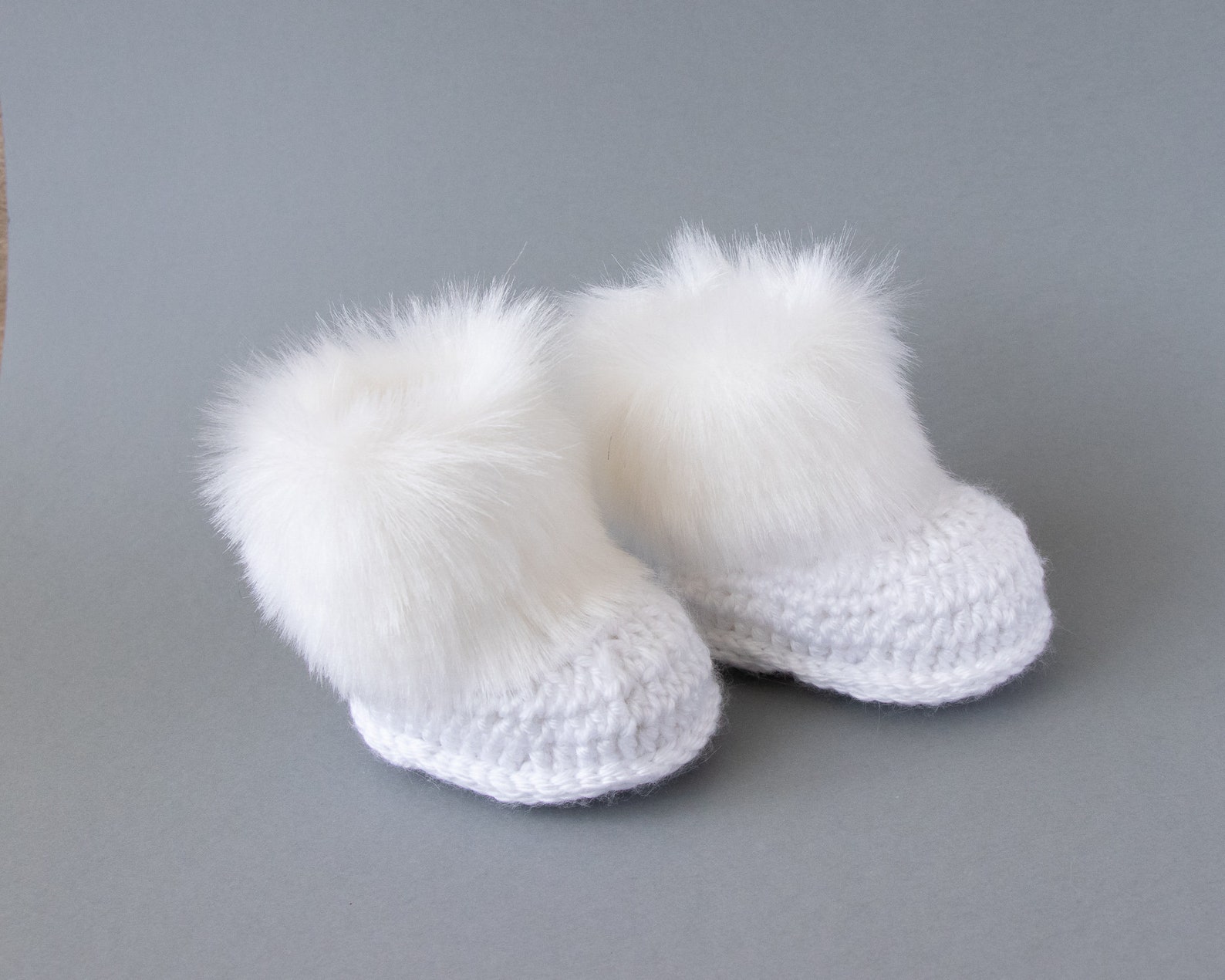 White Baby Boots Faux Fur Booties Gender Neutral Booties - Etsy