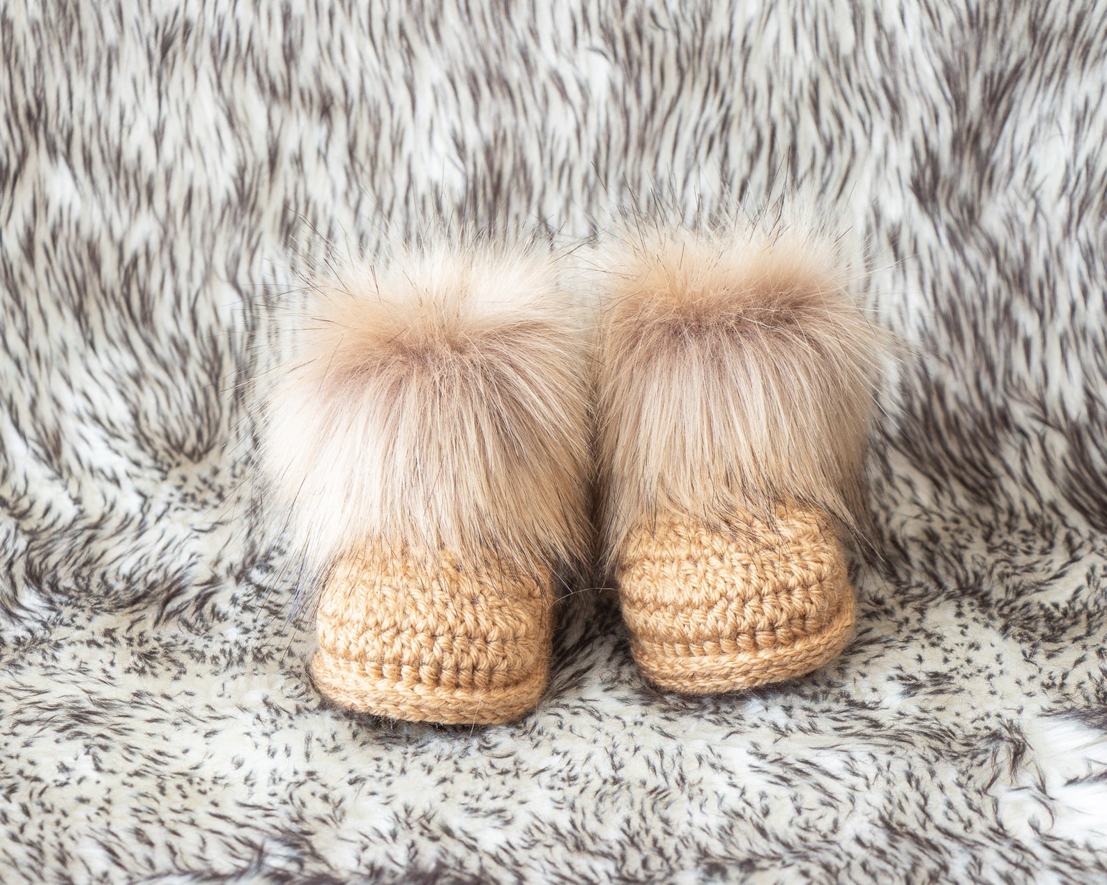 Fur Winter Booties Neutral Fur Booties Baby Booties Gold - Etsy