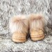Fur Winter Booties, Neutral Fur Booties, Baby Booties, Gold Booties ...