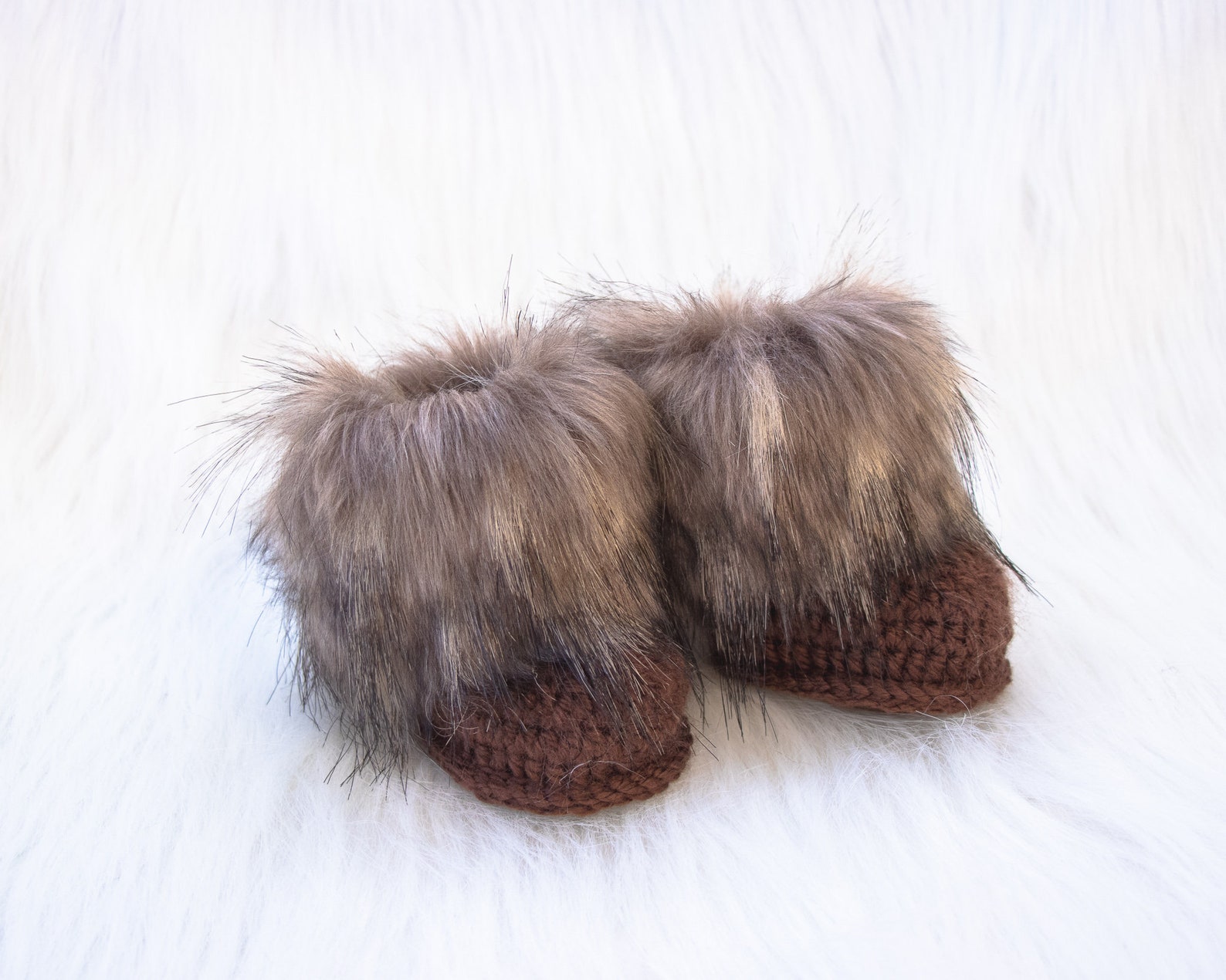 Brown Baby Booties Fur baby booties Crochet baby booties | Etsy