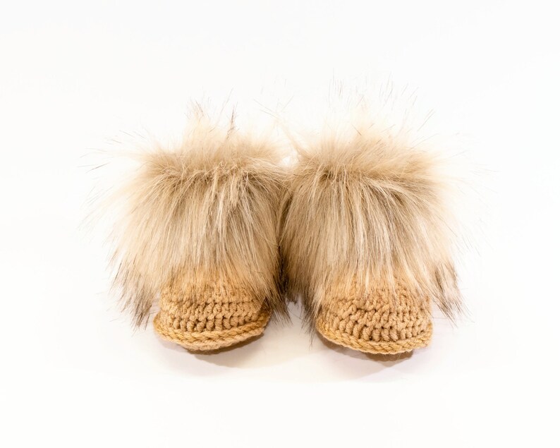 Fur Winter Booties Neutral Fur Booties Baby Booties Gold - Etsy