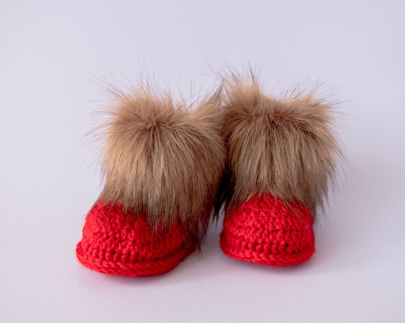 Red Baby Booties Faux Fur Booties Red Baby Shoes Crochet - Etsy