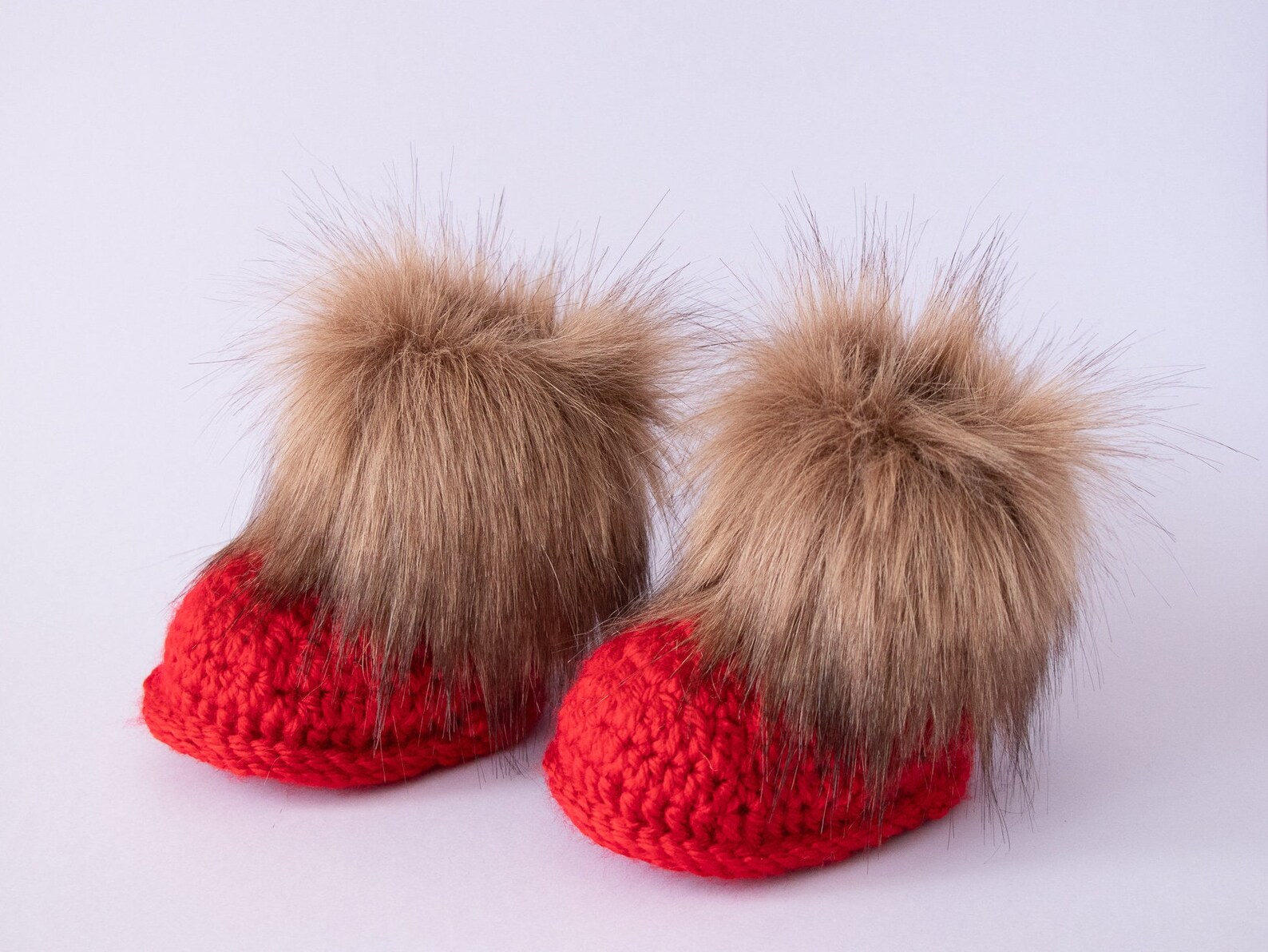 Red Baby Booties Faux Fur Booties Red Baby Shoes Crochet - Etsy
