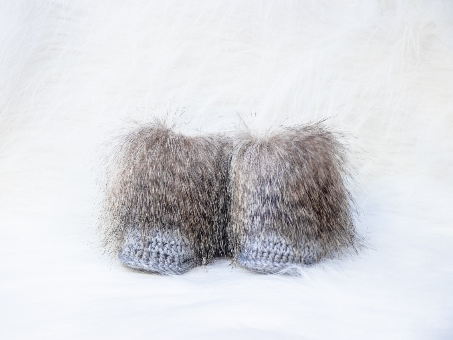 Gray booties Baby winter boots Faux Fur Baby Booties | Etsy