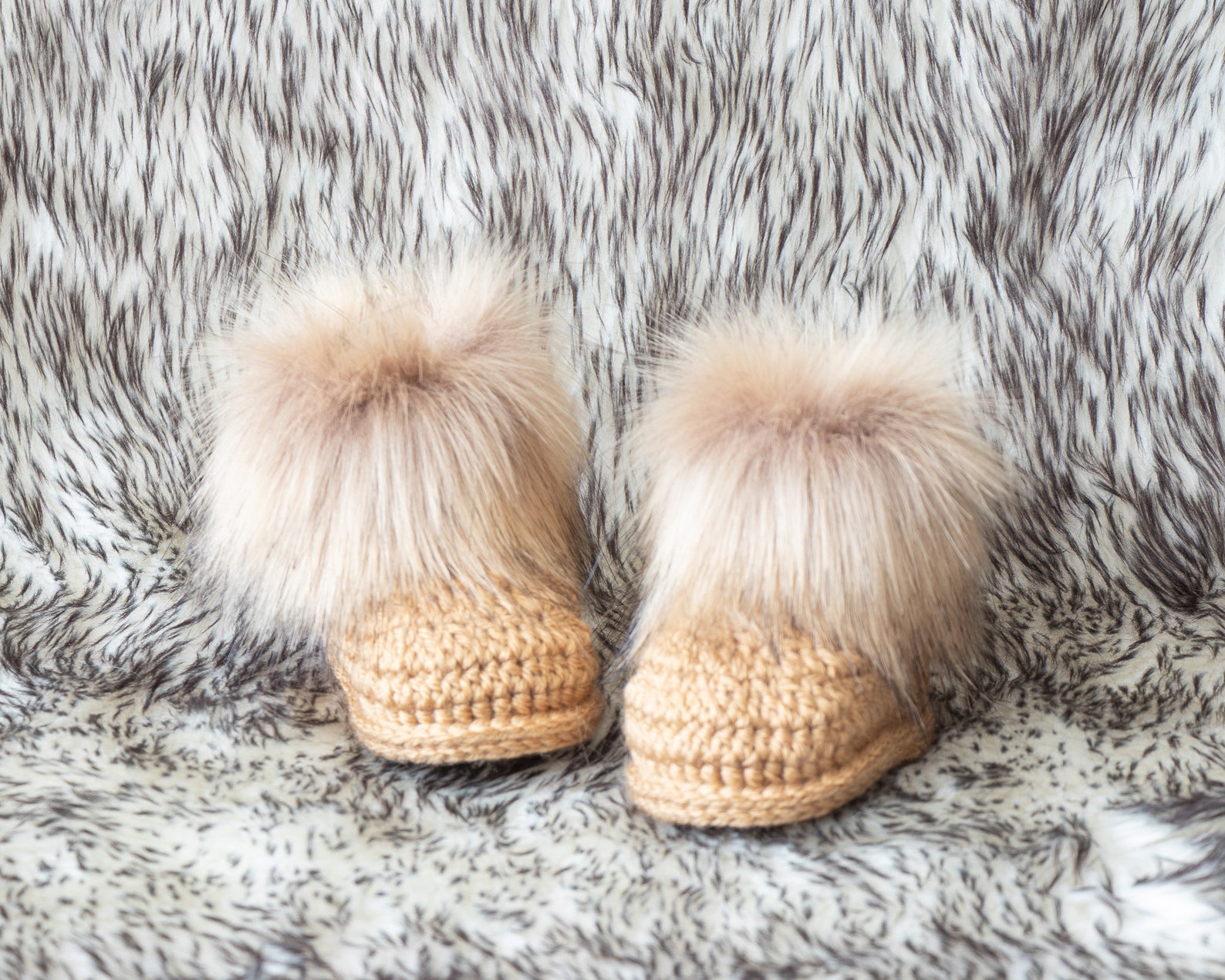 Fur Winter Booties Neutral Fur booties Baby booties Gold | Etsy