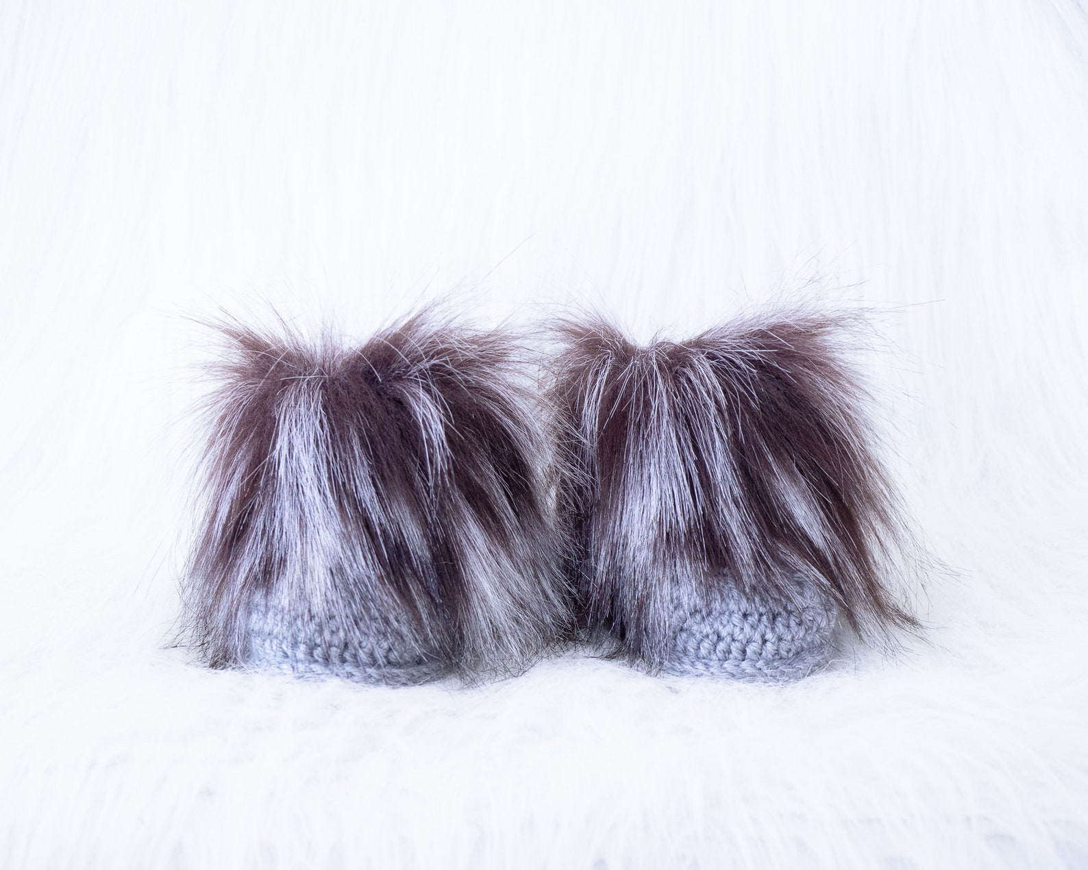 Unisex Baby Booties and Hat Gray Baby Faux Fur Booties and - Etsy