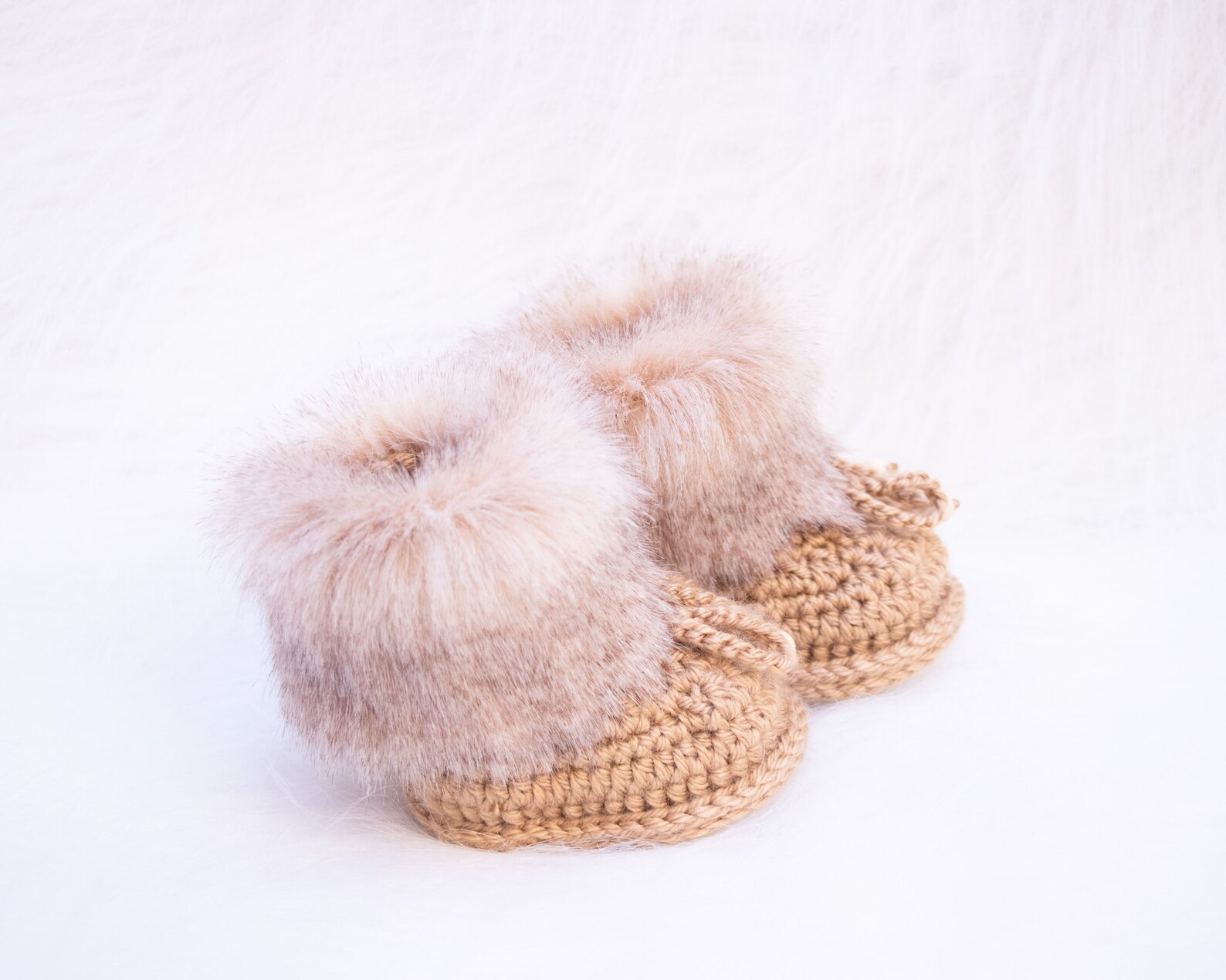 Gender Neutral Baby Shoes Crochet Fur Booties Newborn Shoes - Etsy
