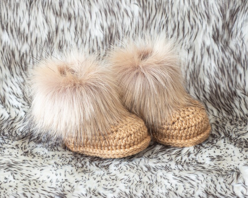 Fur Winter Booties Neutral Fur Booties Baby Booties Gold - Etsy