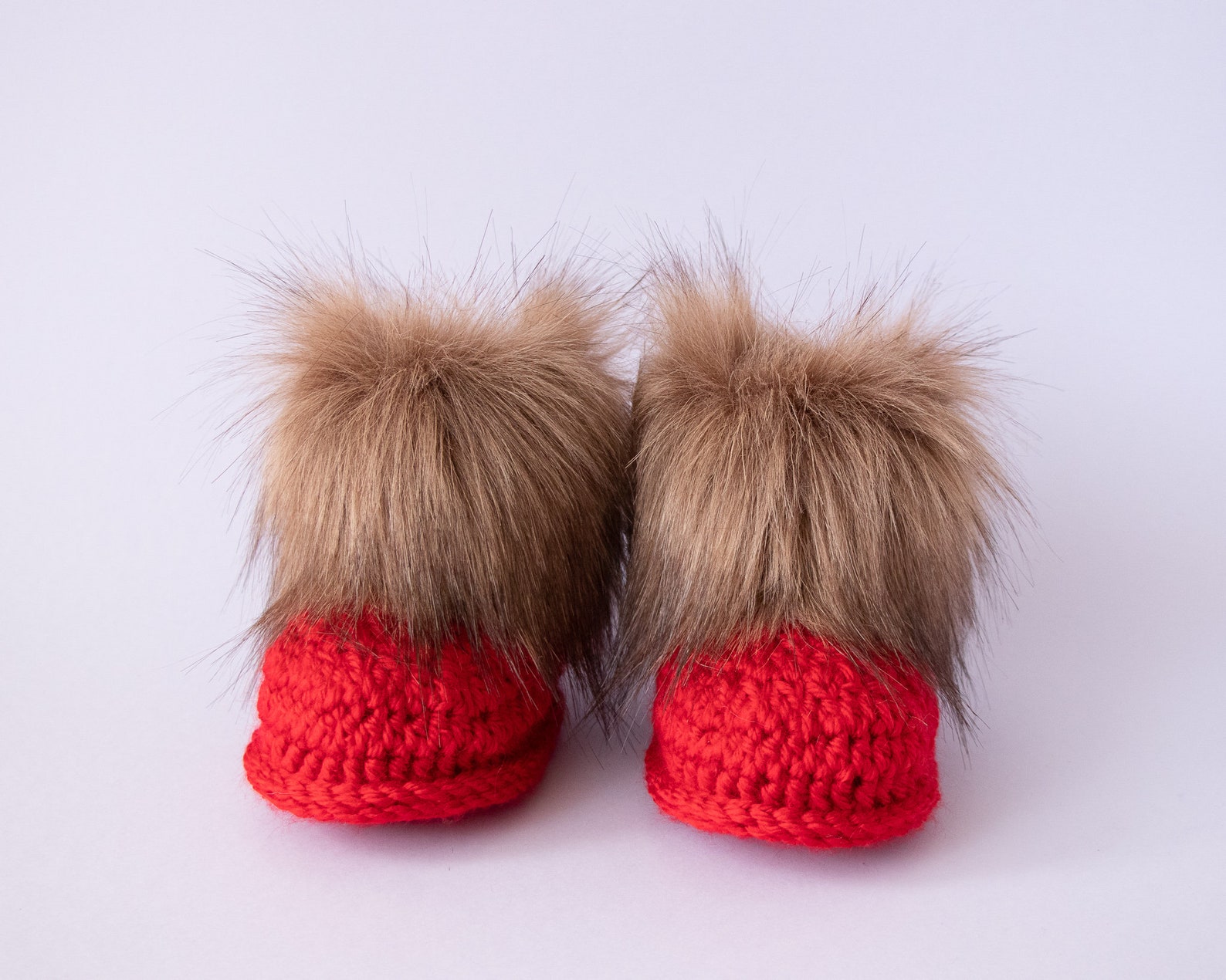 Red Baby Booties Faux Fur Booties Red Baby Shoes Crochet - Etsy