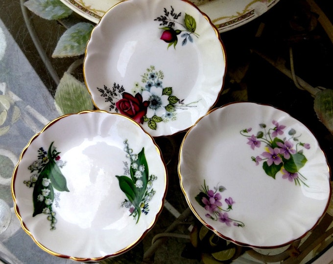 Princess House Bone China 3 Lot Little Floral Plates Gold Edge - Etsy