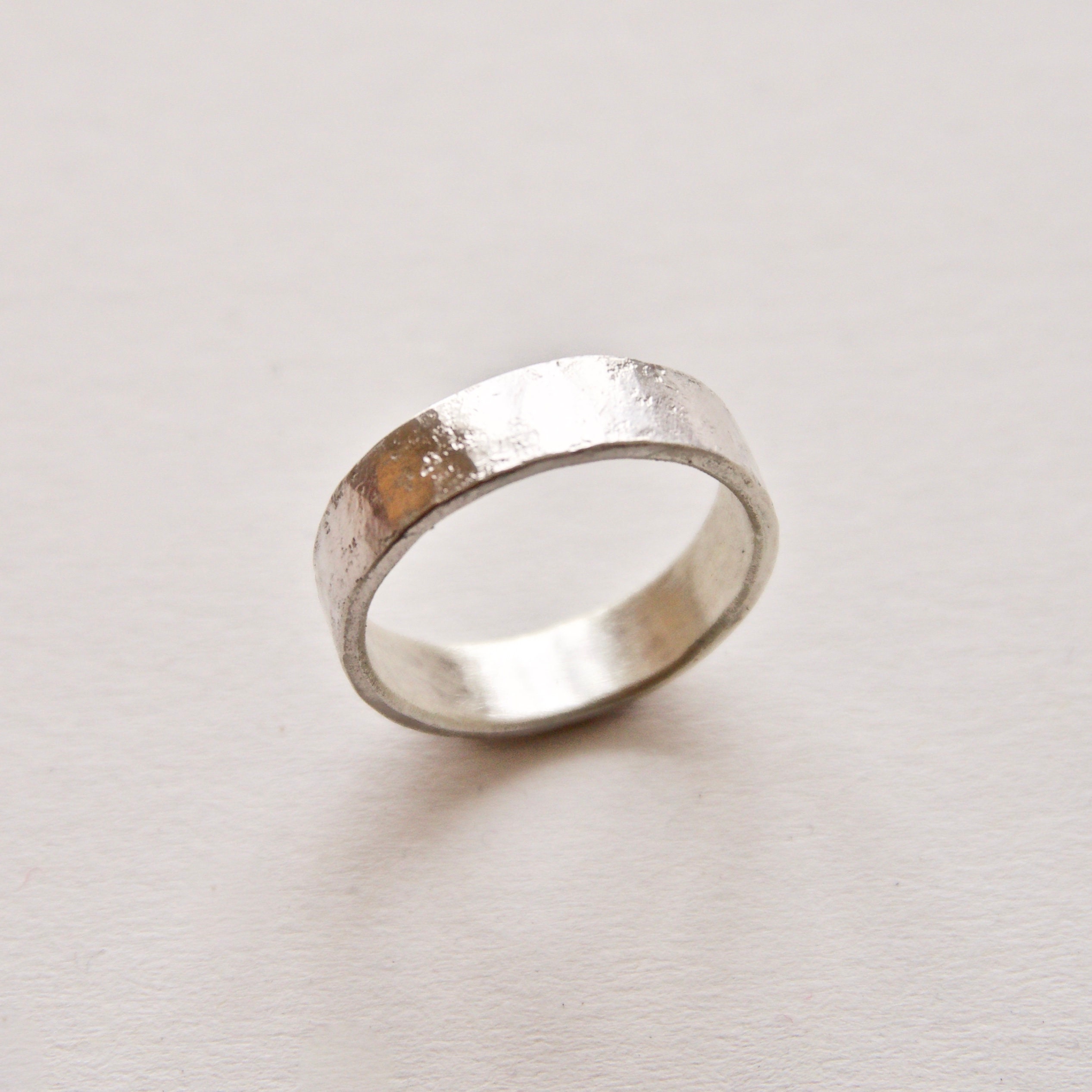 Silver Wedding Band, Distressed Ring Organic, Sterling Silver Recycled ...