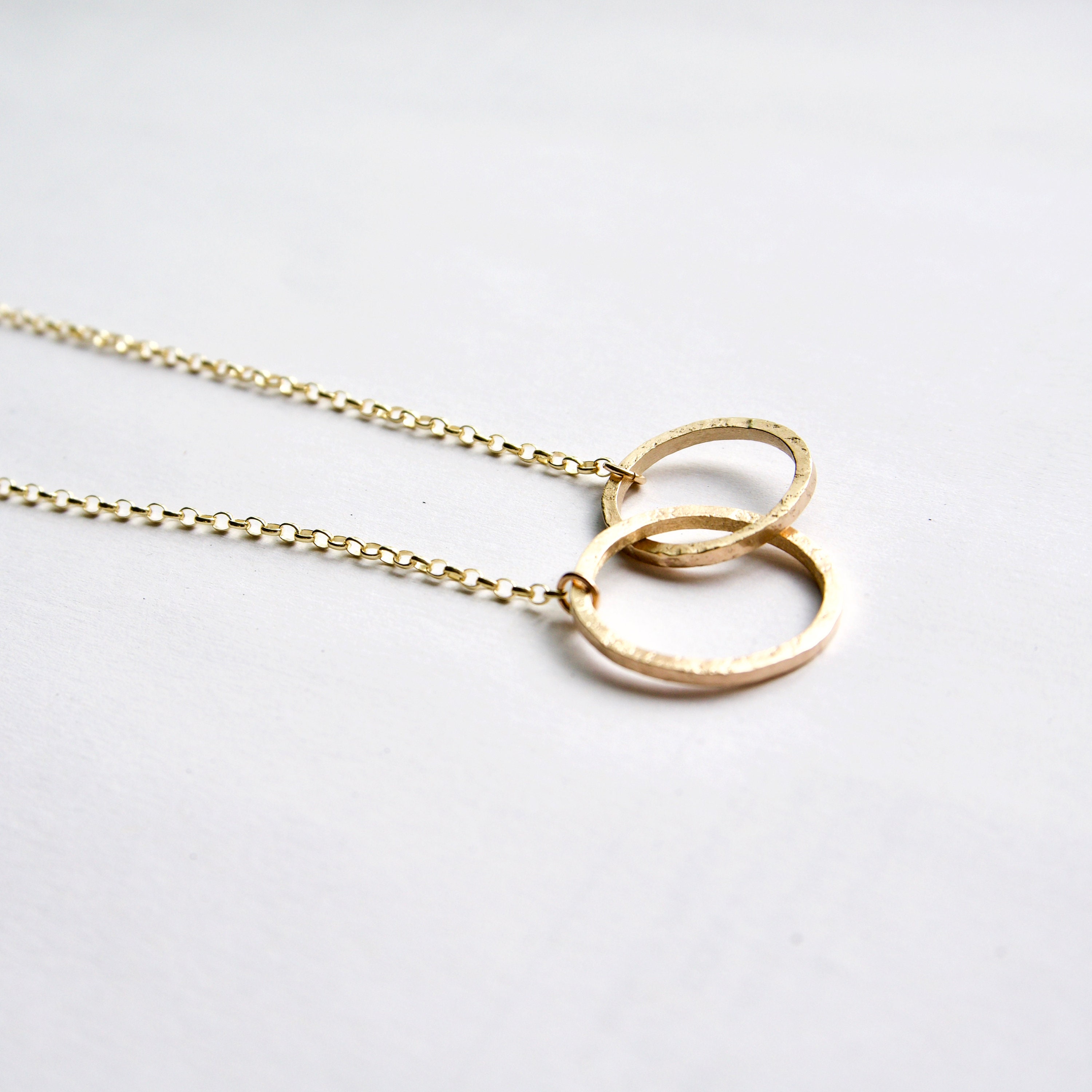 Gold Linked Circles Necklace - Two Circles - Joined Circles - 9 Carat ...