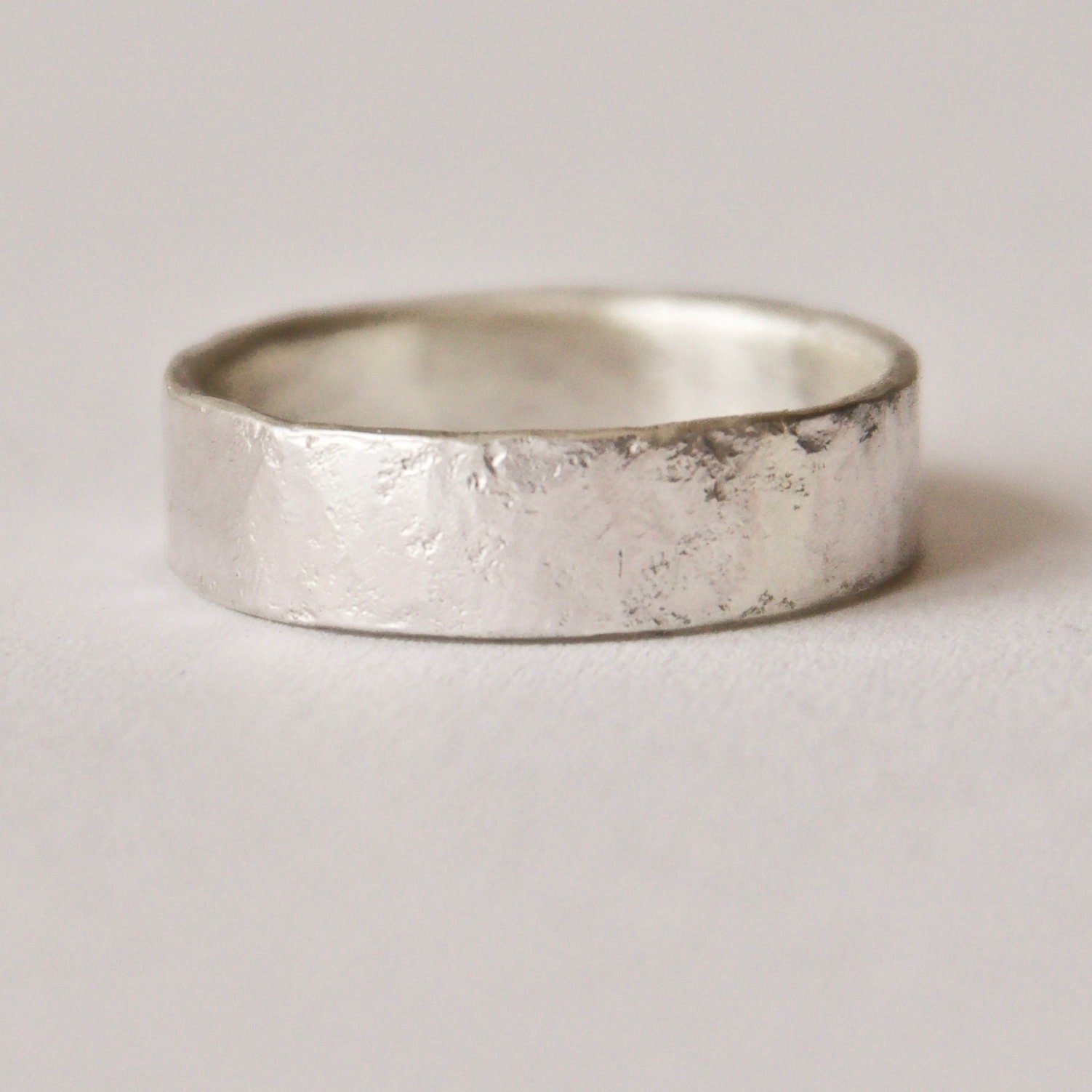 Silver Wedding Band, Distressed Ring Organic, Sterling Silver Recycled ...