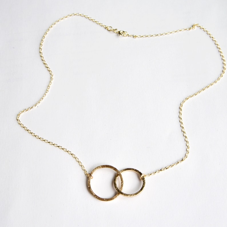 Gold Linked Circles Necklace - Two Circles - Joined Circles - 9 Carat ...