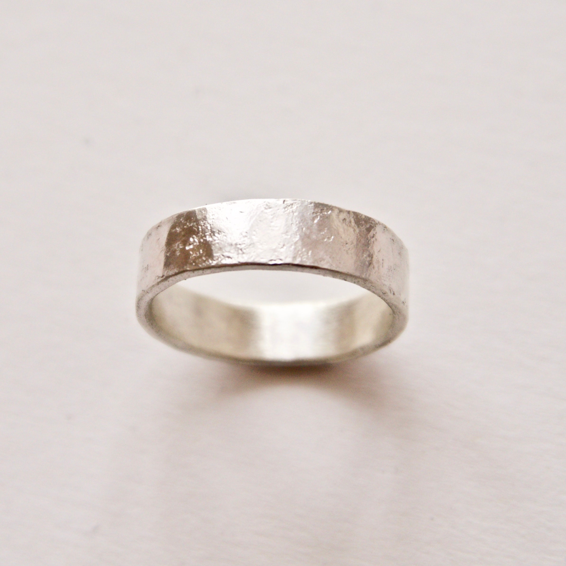 Silver Wedding Band, Distressed Ring Organic, Sterling Silver Recycled ...