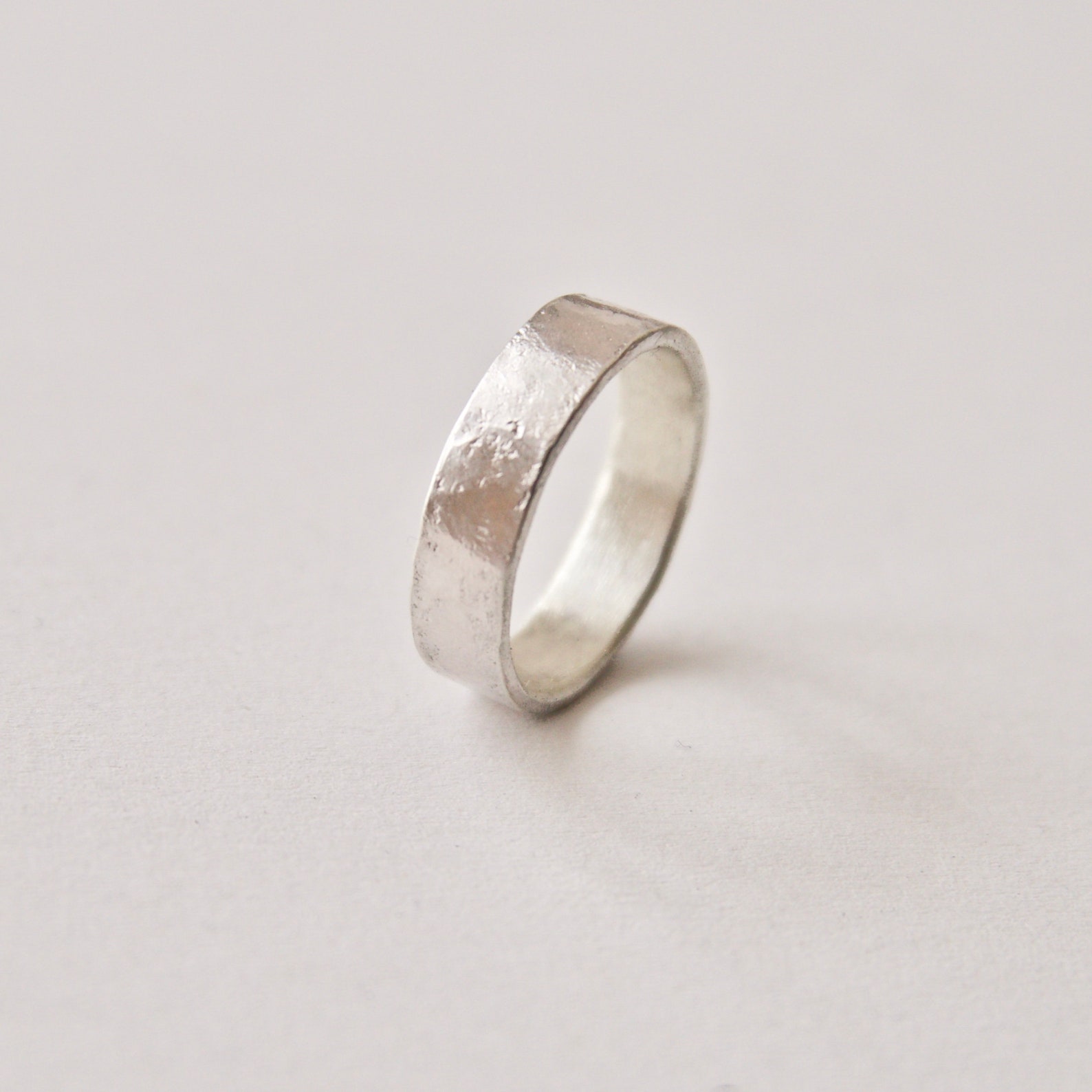 Silver Wedding Band Distressed Organic Texture Recycled - Etsy