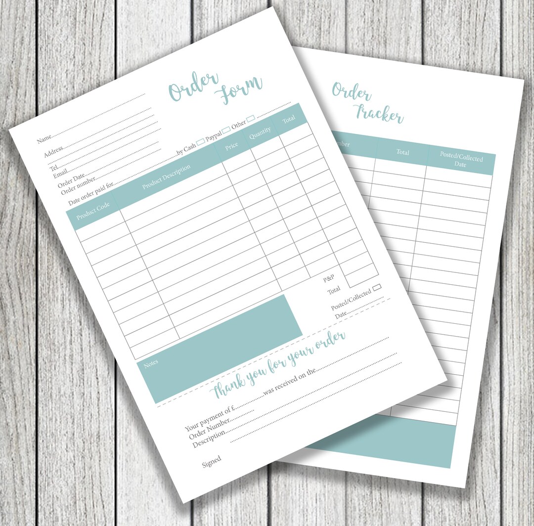 Order Form/order Tracker Plain Printable Form, PDF FILE, Office ...