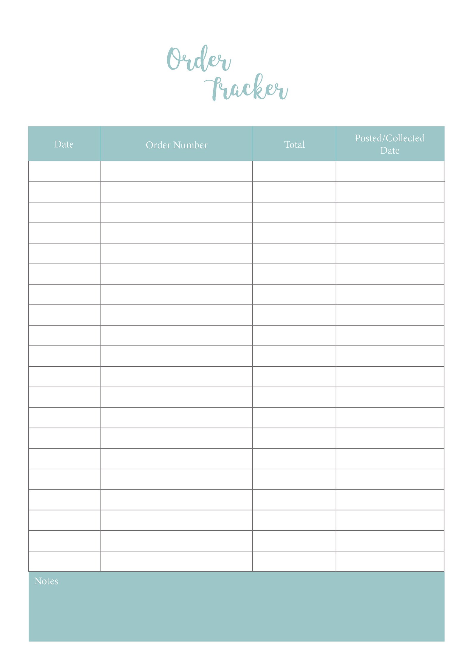 Order Form/order Tracker Plain Printable Form, PDF FILE, Office ...