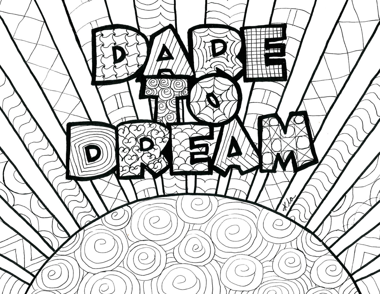 Zentangle Coloring Sheet Art Original Designs Therapeutic Dare to Dream ...