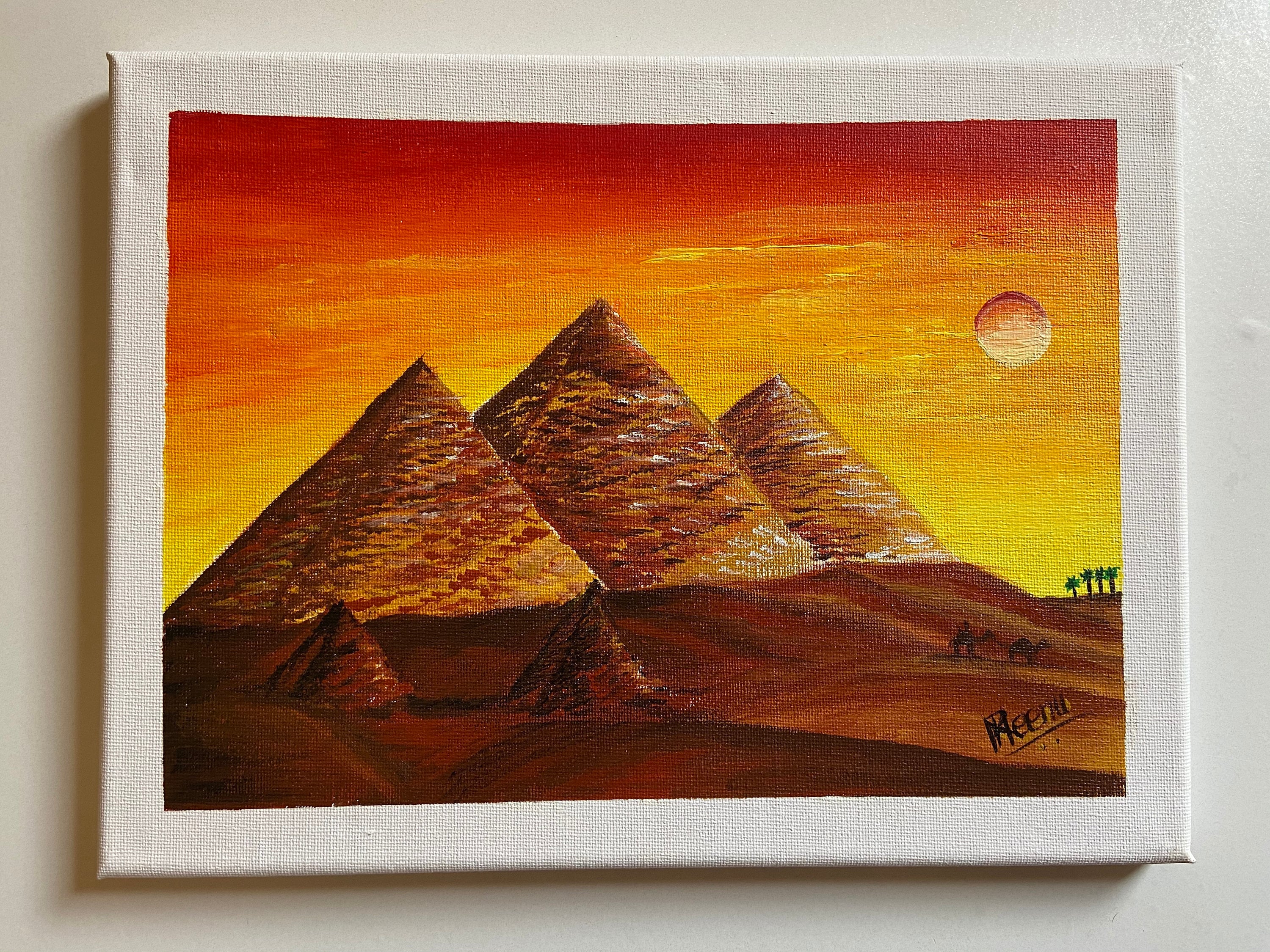 Egypt Giza pyramids original painting acrylic on canvas - Etsy 日本
