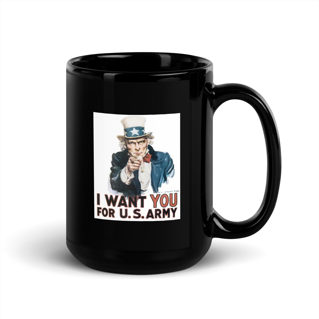Uncle Sam US Army Black Glossy Mug - Etsy