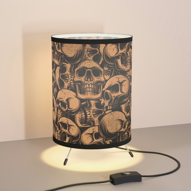 Skull Tripod Lamp, High Res Printed Shade, Desk Lamp or Table Lamp ...