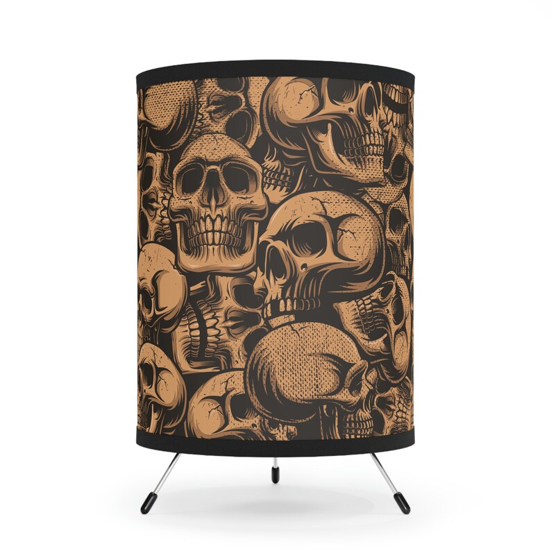 Skull Tripod Lamp, High Res Printed Shade, Desk Lamp or Table Lamp ...