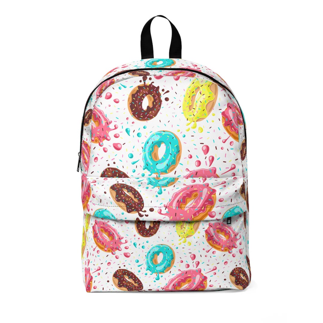 Donut Print Backpack: Customizable School Travel Bag - Etsy