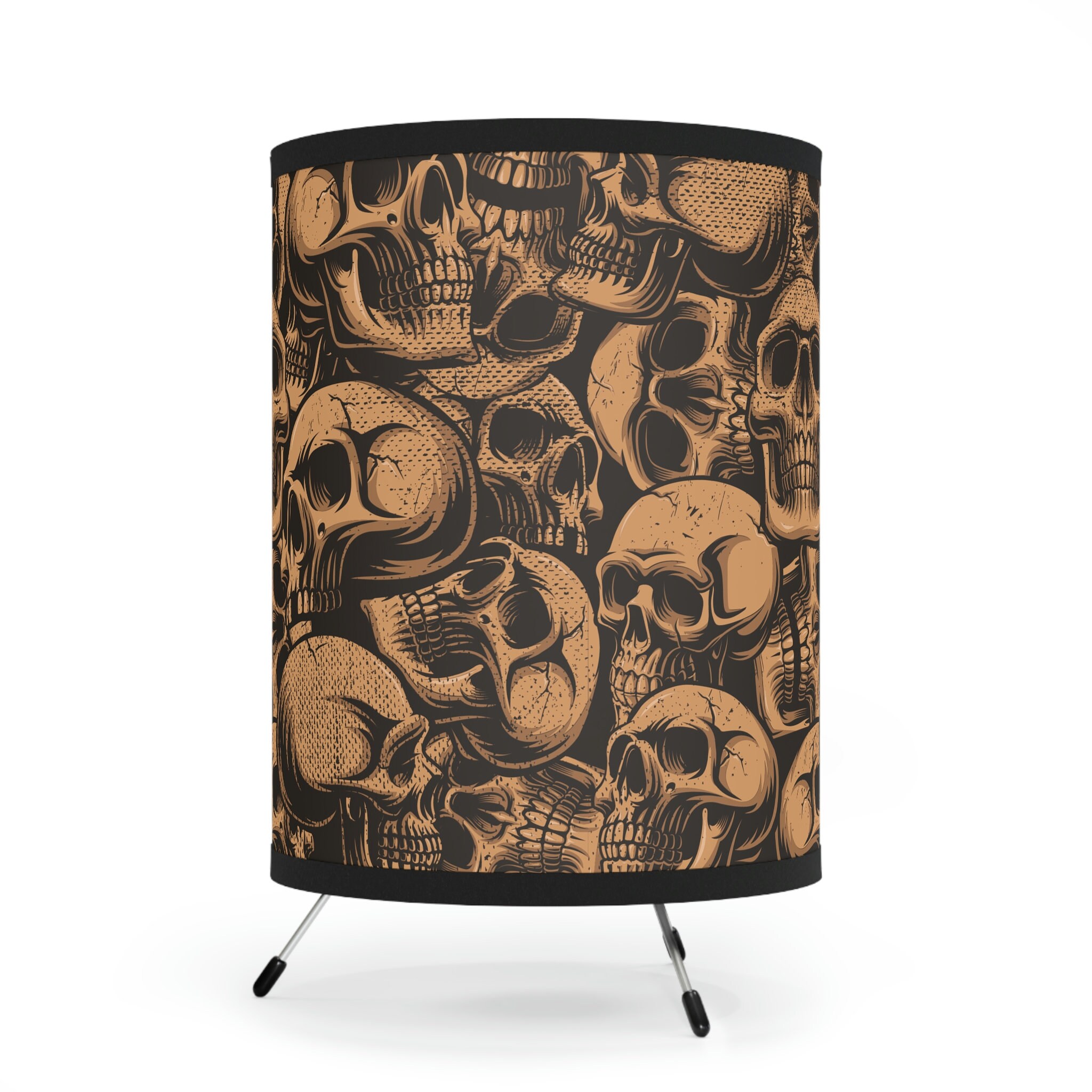 Skull Tripod Lamp, High Res Printed Shade, Desk Lamp or Table Lamp ...