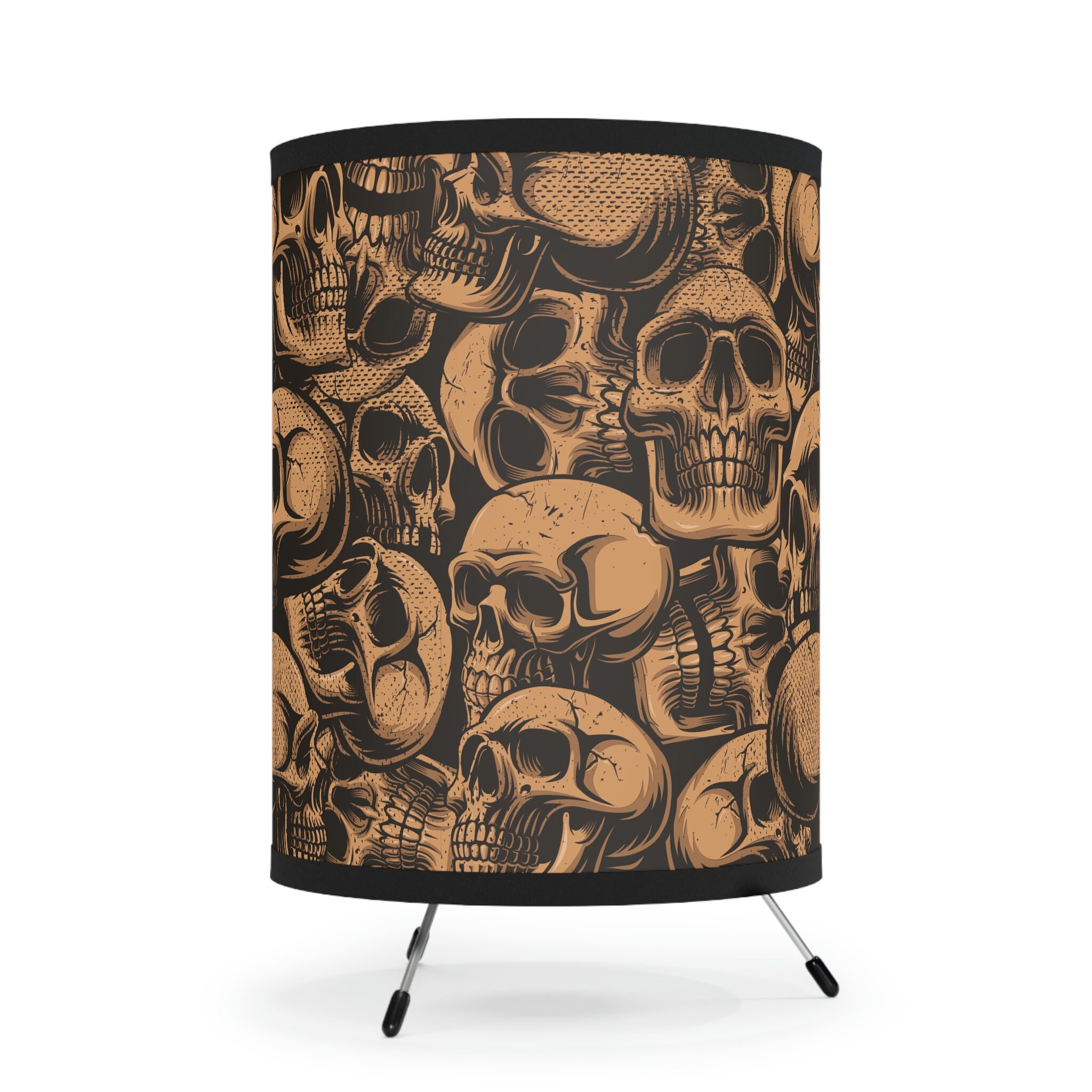 Skull Tripod Lamp, High Res Printed Shade, Desk Lamp or Table Lamp ...