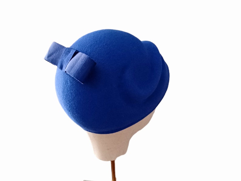 Royal Blue Felt Cloche, 60's Style Blue Felt Cloche Hat With Petersham ...