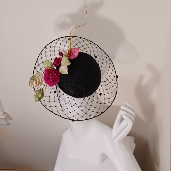 Black Veiled Hat - Etsy